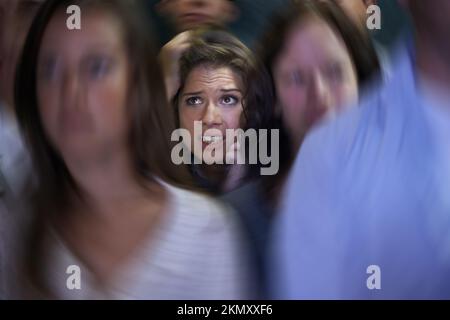 Trapped in her own mind. a fearful young woman feeling trapped by the ...
