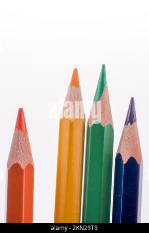 Color pencils of various color on a white background Stock Photo - Alamy