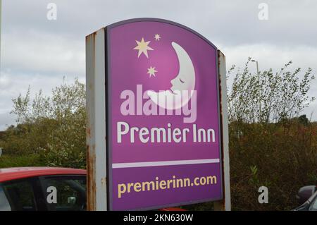 Premier Inn Signage in Bridgend, Wales, United Kingdom Stock Photo - Alamy