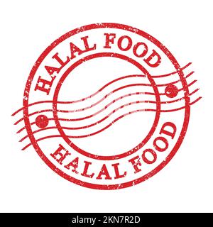 HALAL FOOD text written on green grungy stamp sign Stock Photo - Alamy
