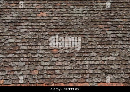 Ruined tiles on the old house Stock Photo - Alamy