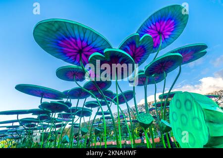 Display of giant artificial plants and insects in the Jardin des ...