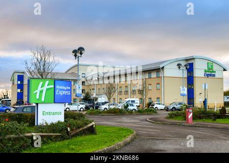 Rhoose, Wales - November 2022: Sign at the entrance to the Holiday Inn ...