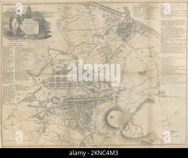 Vintage city plan of Edinburgh and area around it from 17th-19th ...