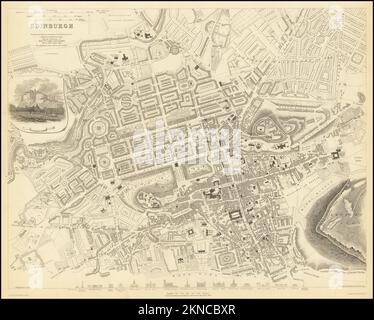Vintage city plan of Edinburgh and area around it from 17th-19th ...