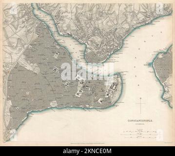 Vintage city plan of Istanbul/Constantinople and area around it from ...