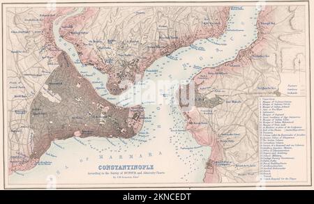 Vintage city plan of Istanbul/Constantinople and area around it from ...