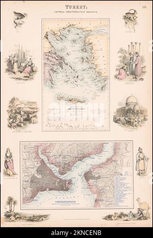 Vintage city plan of Istanbul/Constantinople and area around it from ...