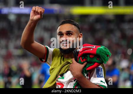 DOHA, QATAR - NOVEMBER 27: Sofiane Boufal of Morocco runs with the ball ...