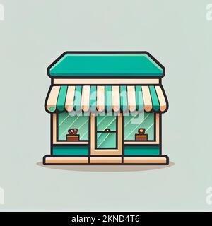 Flat cartoon style shop facade front view. Modern flat storefront or ...