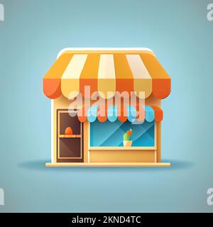 Flat cartoon style shop facade front view. Modern flat storefront or ...
