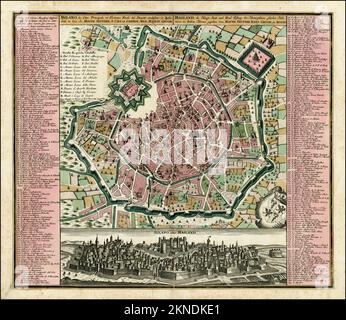 Vintage city plan of Milano and area around it from 19th century. Maps ...