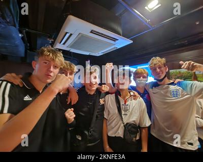 Edward Langston (second from right) was watching the FIFA World Cup at a pub for the first time ...
