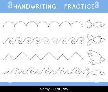 Handwriting practice worksheet. Simple educational game for kids. Cute ...