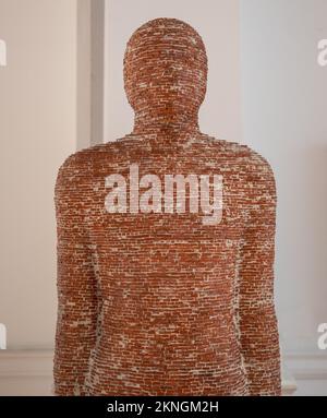 A vertical shot of the maquette for the Brick Man sculpture by Anthony ...