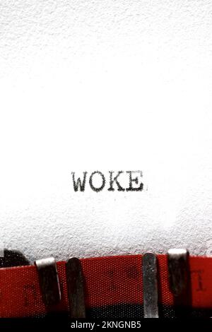 Woke word written with a typewriter Stock Photo - Alamy