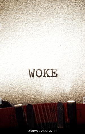 Woke word written with a typewriter Stock Photo - Alamy