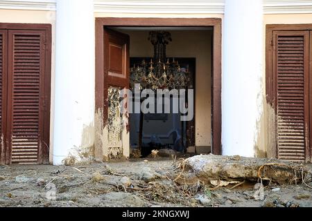 Ischia, Italy. 27th Nov, 2022. Cars destroyed on the beach after the ...