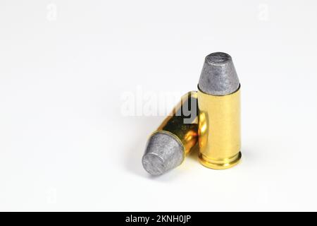 bullet 9mm LSWC (Lead Semi wadcutter) with brass shell and shooting ...