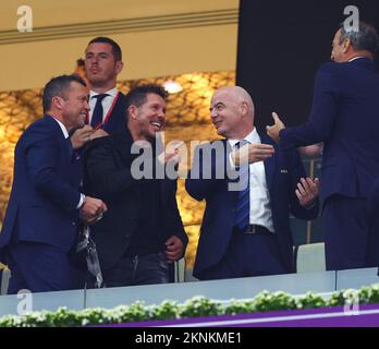 (L-R) Gianni Infantino, President of FIFA talks with U.S. President Donald Trump during closing ...