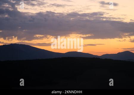 Serbian nature, Mountain Zlatibor, sunset with a dramatic cloudy sky ...