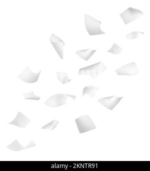 Blank sheets of paper flying on white background Stock Photo - Alamy