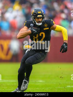 Washington Commanders tight end Logan Thomas (82) runs after catching a ...