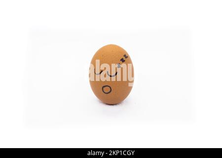 Sleepy egg on white background Stock Photo - Alamy