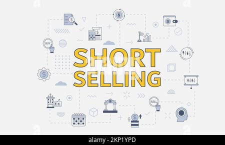 short selling concept with icon set template banner and circle round ...