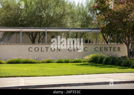 Colton, California, USA - September 18, 2022: Morning light shines on ...