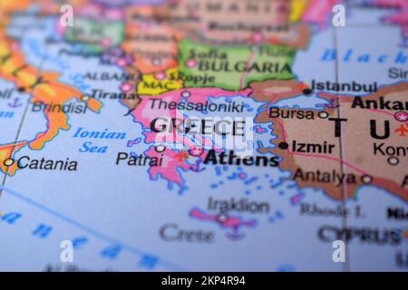 Greece Travel Concept Country Name On The Political World Map Very ...