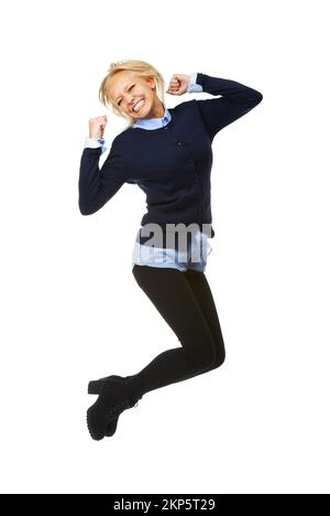 Expressing herself. Studio shot of an attractive young blonde woman ...