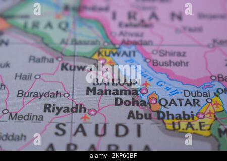 Kuwait Travel Concept Country Name On The Political World Map Very ...
