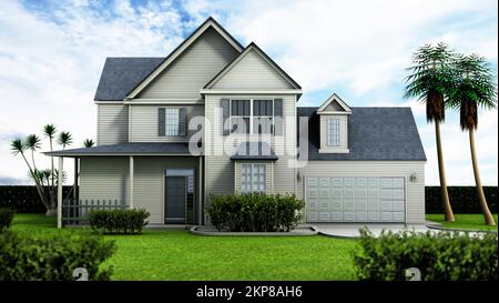 Luxurious big house with a large garden. 3D illustration Stock Photo ...