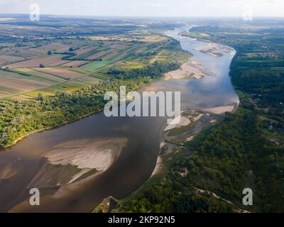 Drone photo, Vistula, Wisla, Slupia Nadbrzezna, Gmina Tarlów, Powiat ...