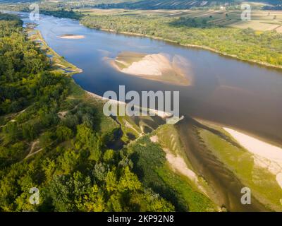 Drone photo, Vistula, Wisla, Slupia Nadbrzezna, Gmina Tarlów, Powiat ...