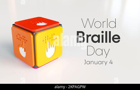 World Braille day is observed every year on January 4. 3D Rendering ...