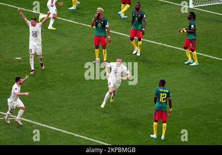 Serbia’s Strahinja Pavlovic celebrates scoring their side's first goal ...