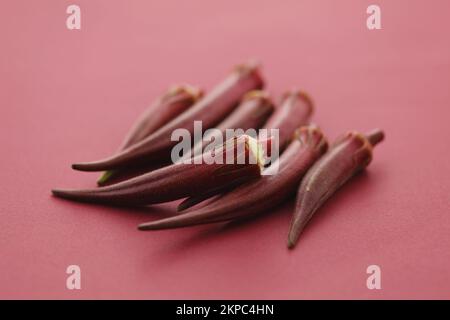 Okinawa vegetable red okra Stock Photo - Alamy
