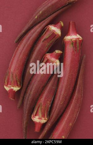 Okinawa vegetable red okra Stock Photo - Alamy