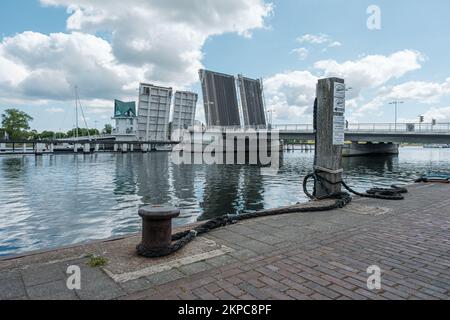 The folding bridge in Kappeln, Germany captured on a summer day Stock ...