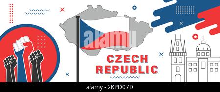 Czechia or Czech republic national day banner for Independence day with ...