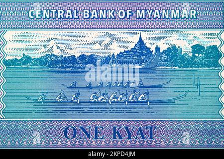 Boat-rowing at Kandawgyi Lake, Yangon from Myanmar money - kyat Stock ...