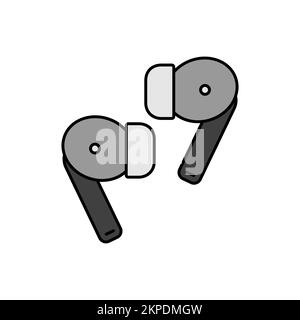Earbuds headphone color vector grayscale icon. Music sign. Graph symbol ...