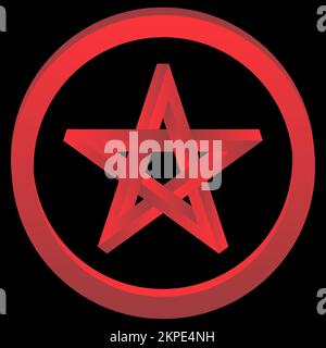 Pentagram - red vector illustration of simple five-pointed star ...