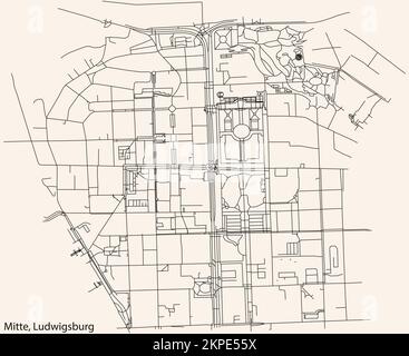 Street roads map of the MITTE MUNICIPALITY, LUDWIGSBURG Stock Vector ...