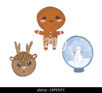 Realistic christmas gingerbread cookies icon set ten cookies of ...