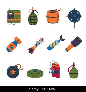Types of military missiles or rockets vector illustrations set ...