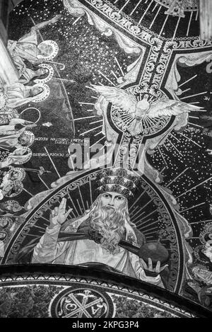 Holy trinity. Detail of mosaics Christ in Glory at Basilica of Sacred ...