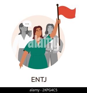 ENTJ MBTI type of personality, creative extrovert holding pioneer flag ...